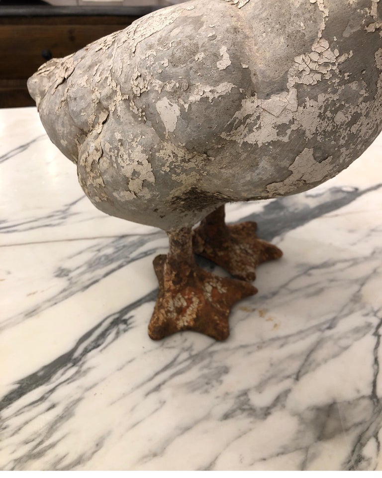 Pair of Carved Stone Ducks with Iron Webbed Feet, circa 1930s at 1stDibs