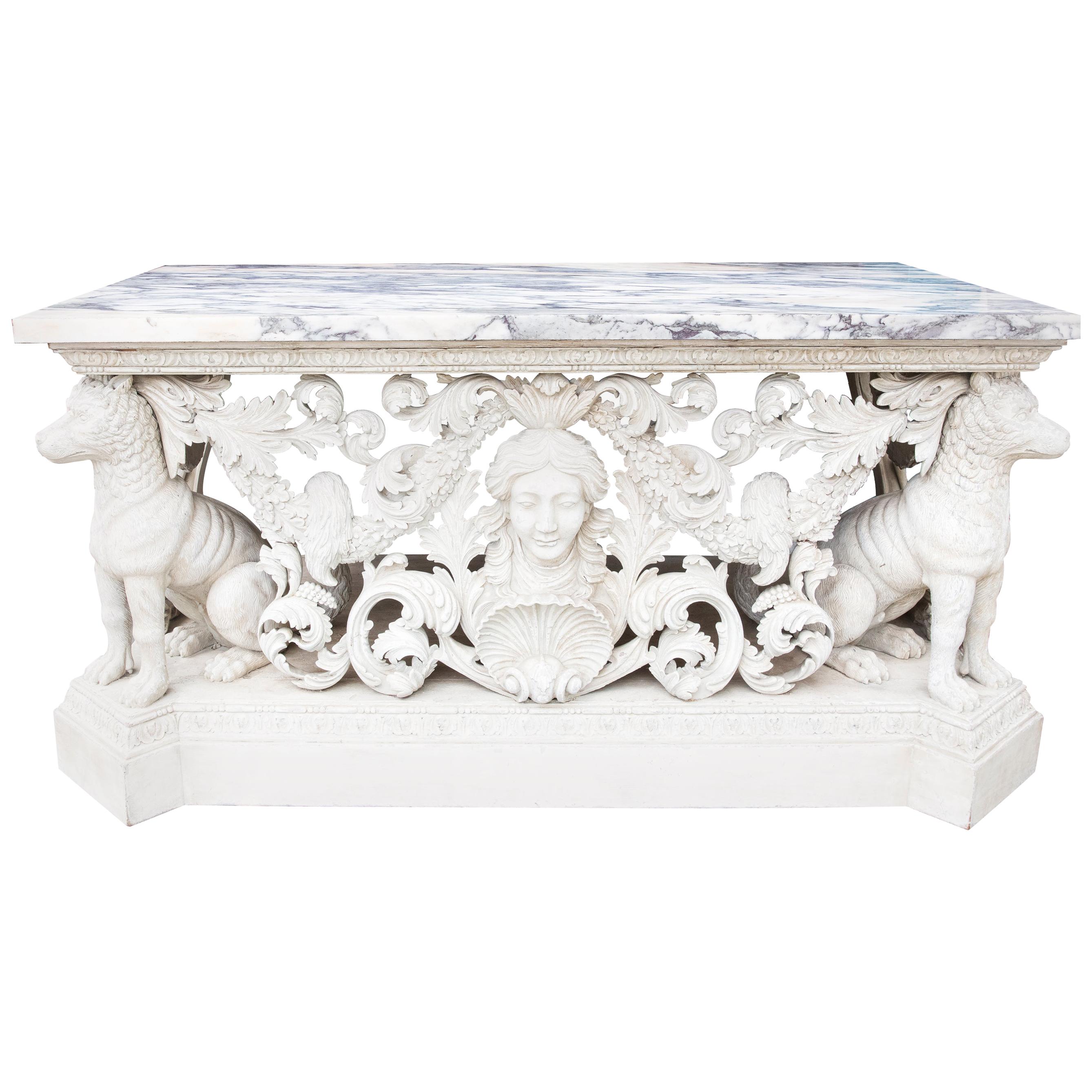 White Painted Scallop Shell Console For Sale at 1stDibs