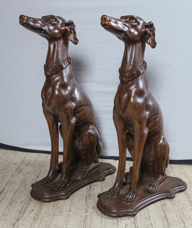 Pair of Carved Wood Dogs at 1stDibs | wood carved dogs