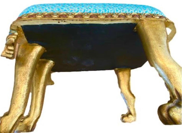 Pair of Carved Wood Egyptian Revival Cat Benches For Sale at 1stDibs