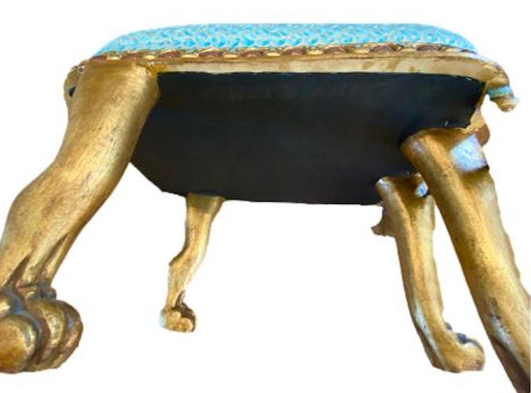 Pair of Carved Wood Egyptian Revival Cat Benches For Sale at 1stDibs