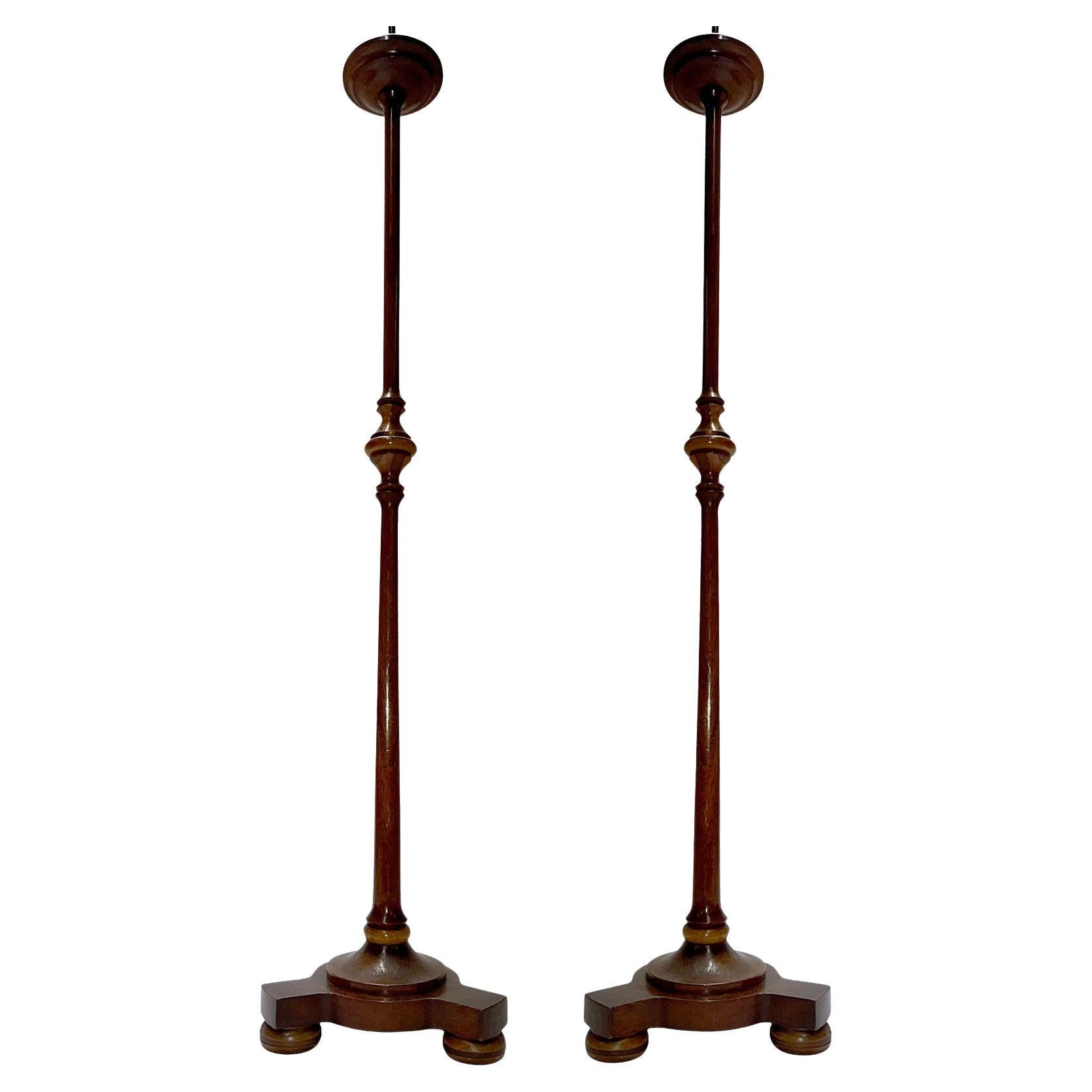 Pair of Carved Wood Barley Twist Floor Lamps at 1stDibs | twisted wood ...