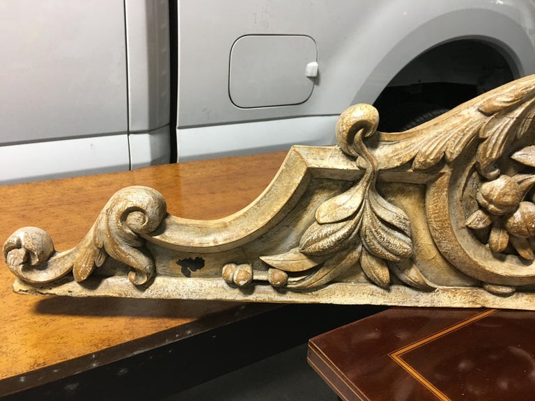 Pair of Carved Wood over Door Elements Adorned with Scrolls, Late 19th ...