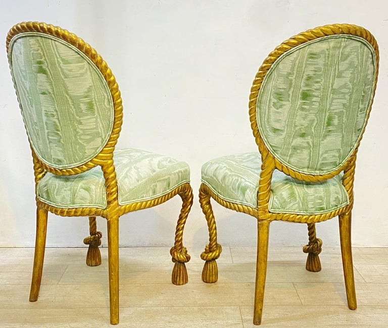 Pair of Carved Wood Rope and Tassel Side Chairs, Italy Mid 20th Century ...