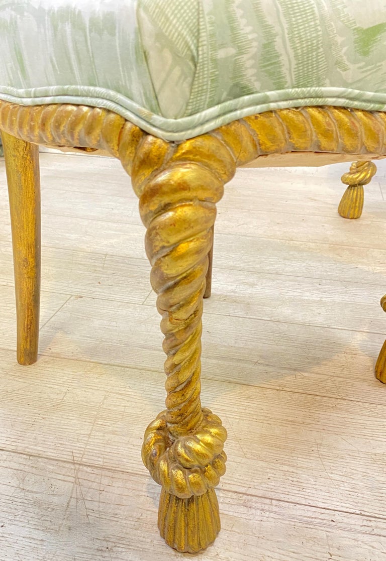 Pair of Carved Wood Rope and Tassel Side Chairs, Italy Mid 20th Century ...