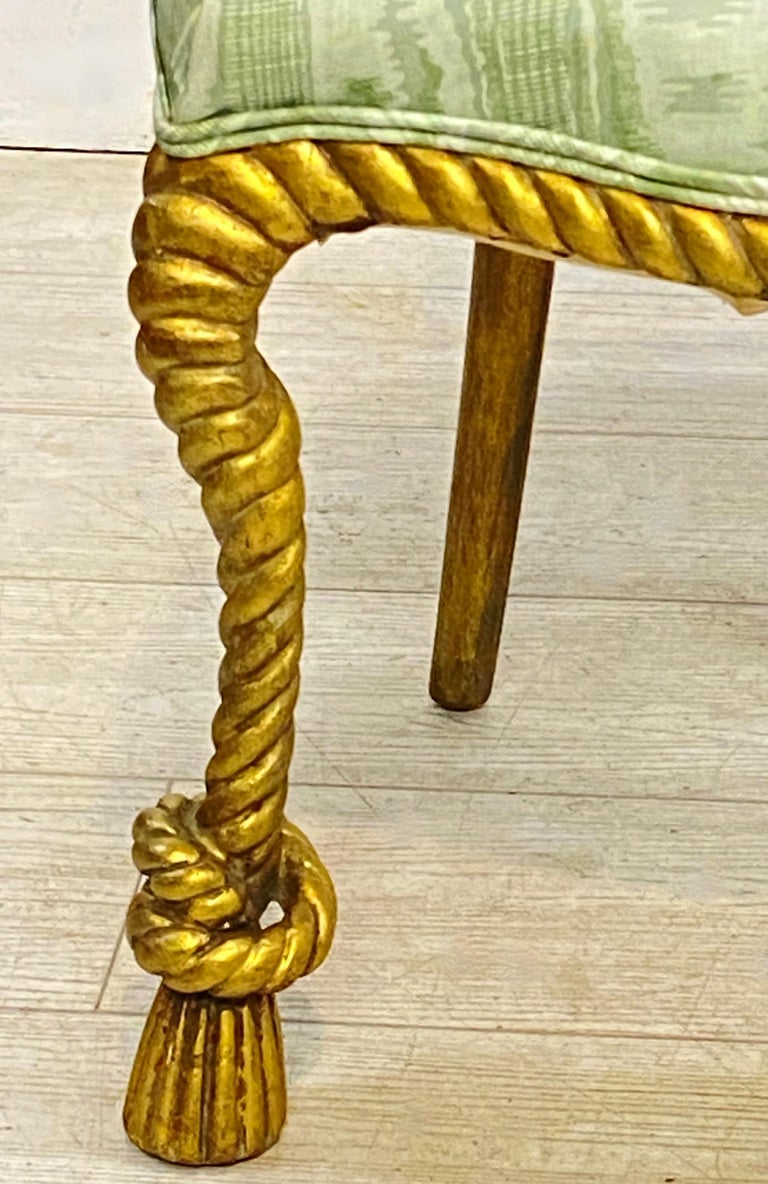 Pair of Carved Wood Rope and Tassel Side Chairs, Italy Mid 20th Century ...