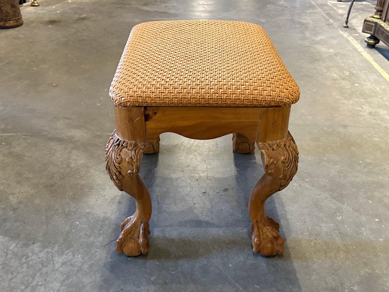 Pair of Carved Wood Stools For Sale at 1stDibs