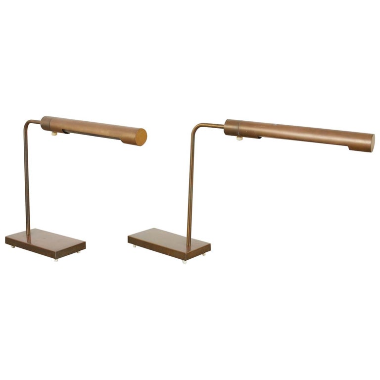 Pair of Casella Midcentury Brass Desk Reading Lamps For Sale at 1stDibs