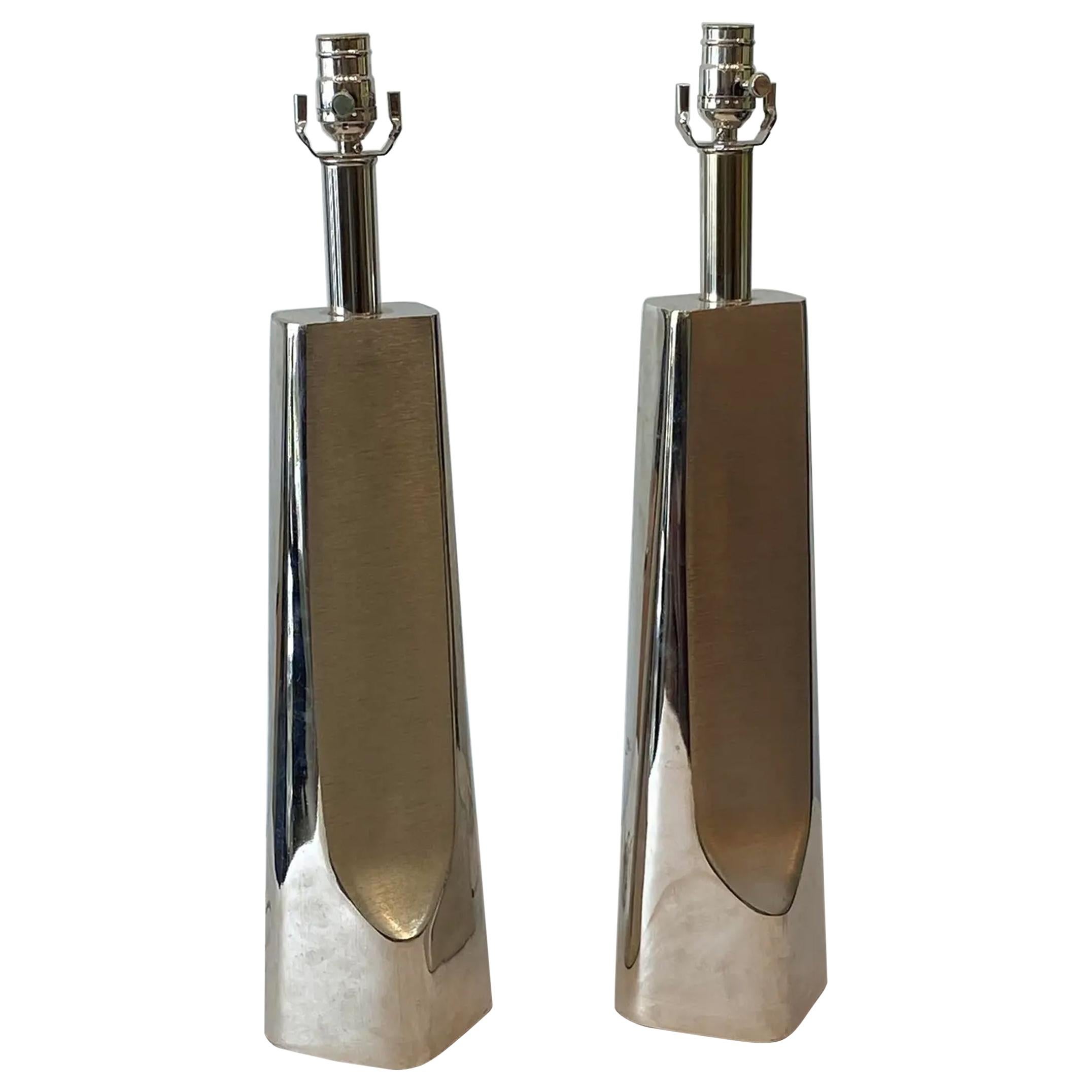 Pair of Cast Aluminum Modern Lamps by Laurel Lamp Co at 1stDibs