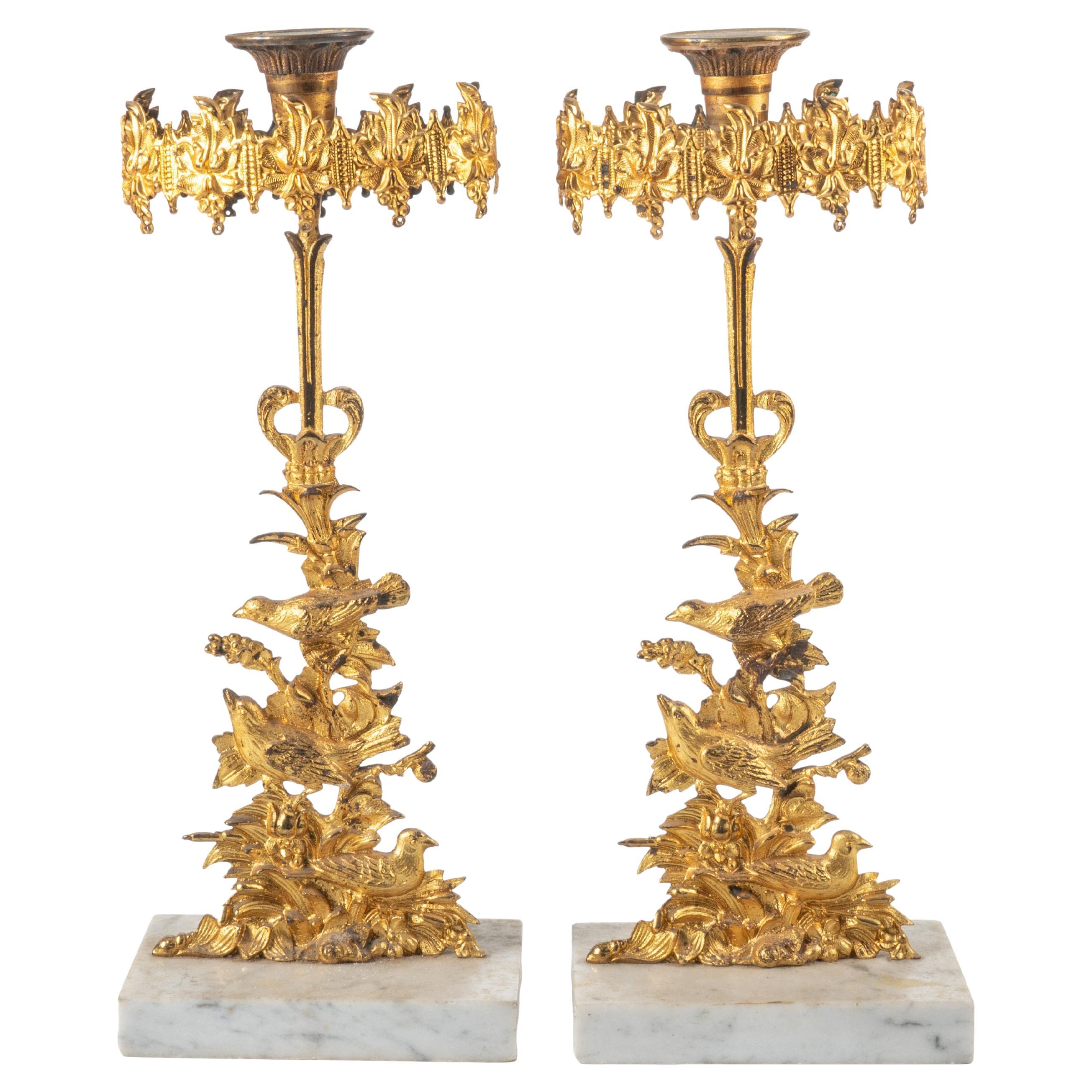 1840s American Gilt Brass Girandole Candelabra For Sale at 1stDibs