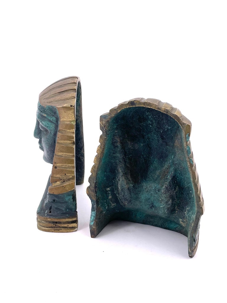 Pair of Cast Bronze Antique Egyptian Bookends For Sale at 1stDibs
