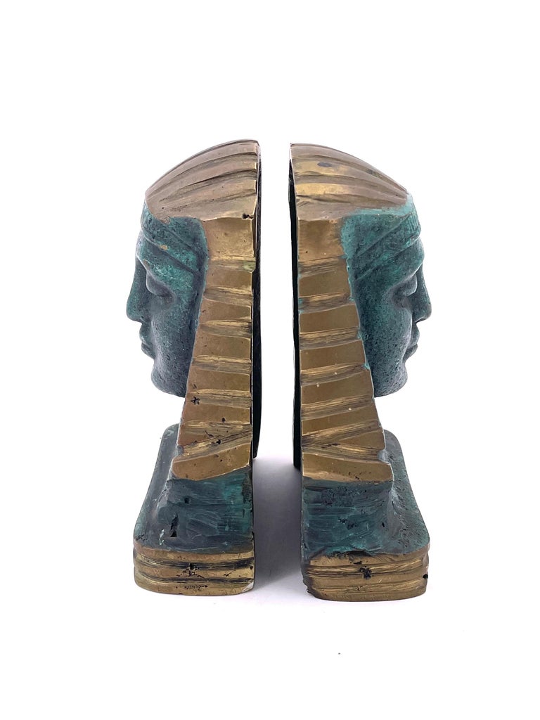 Pair of Cast Bronze Antique Egyptian Bookends For Sale at 1stDibs