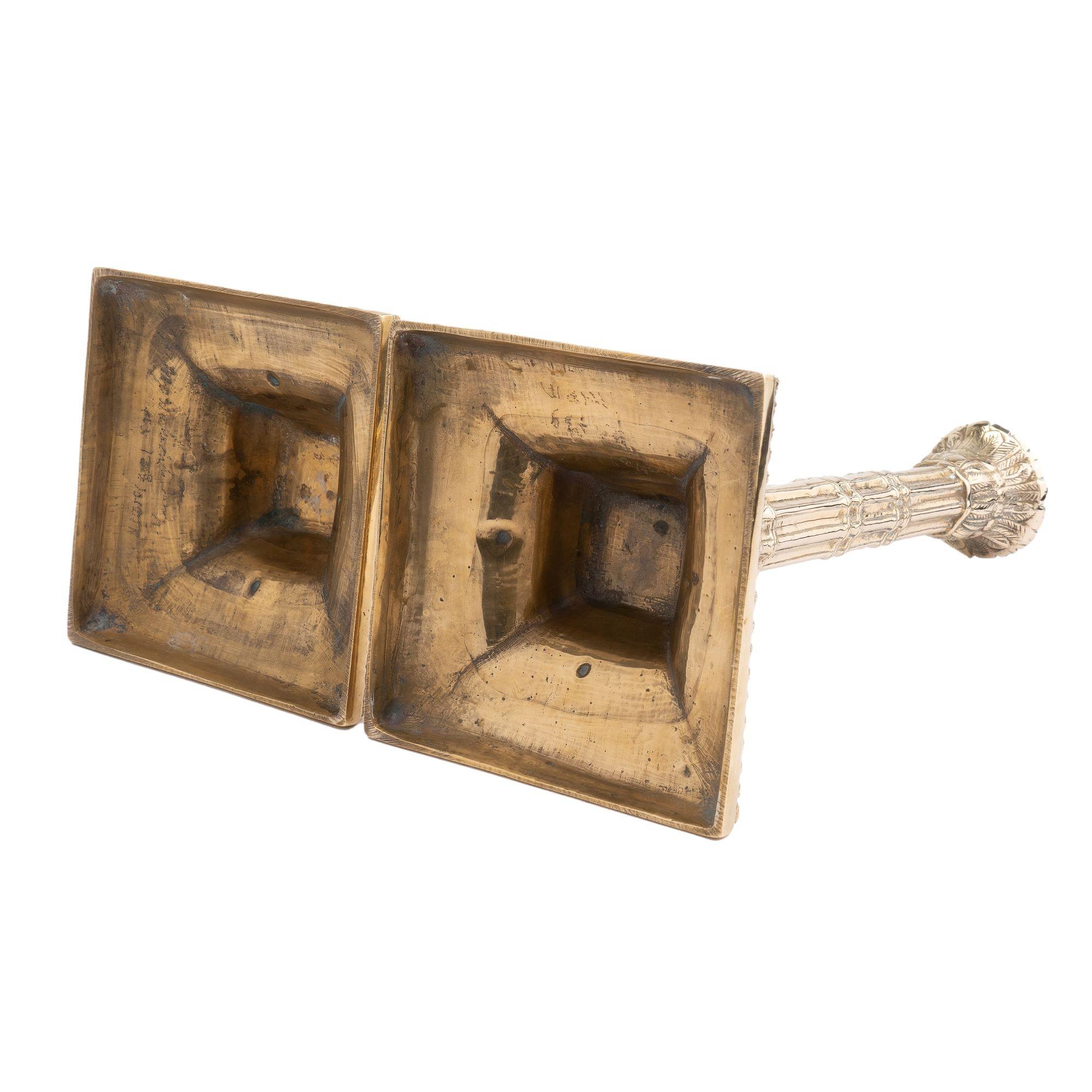 Pair of cast cluster column candlesticks by Martin, Hall and Co Ltd ...