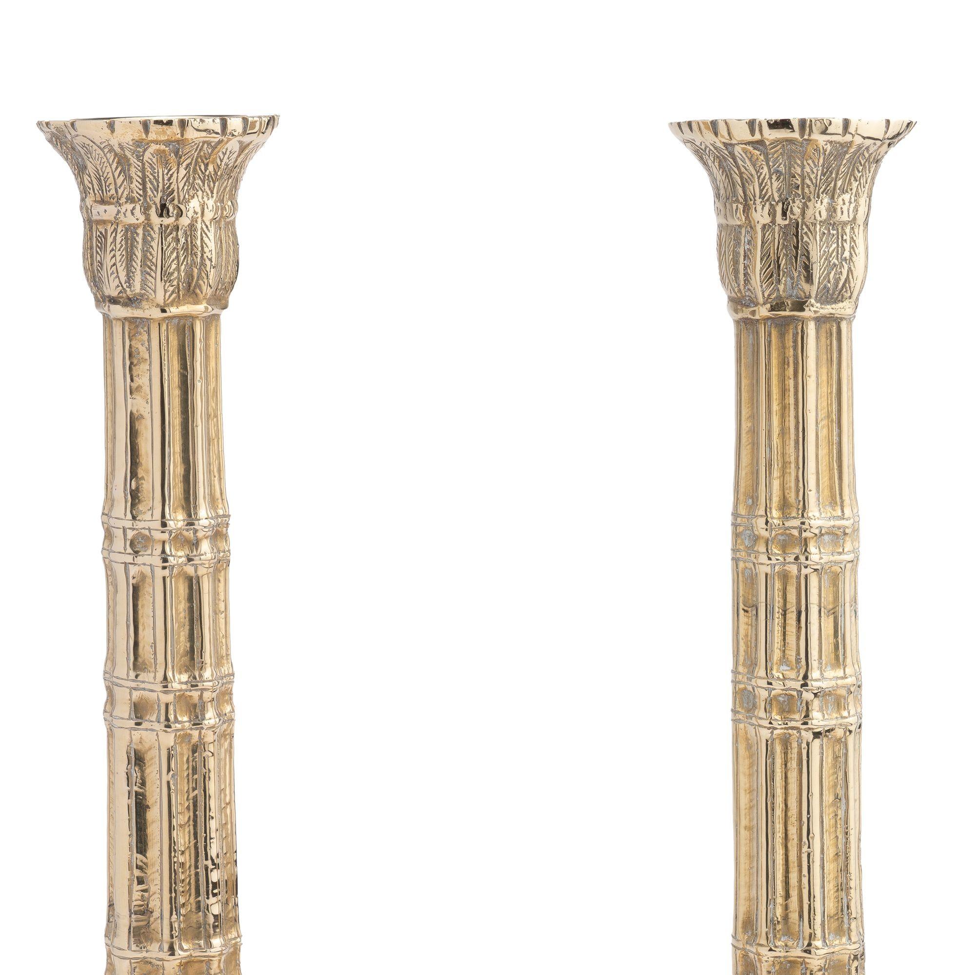 Pair of cast cluster column candlesticks by Martin, Hall and Co Ltd ...