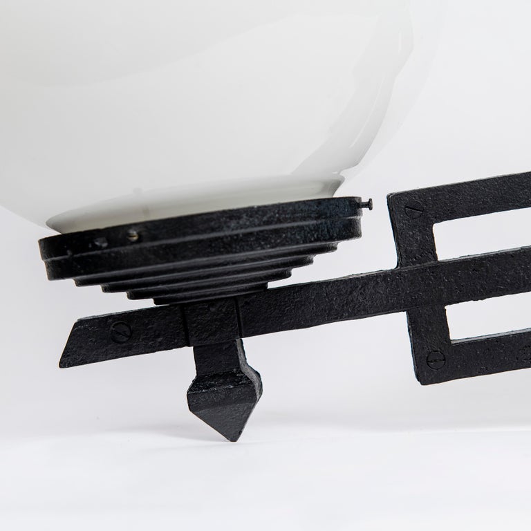Pair of Cast Iron and Glass Sconces, Art Deco Style, England, circa ...