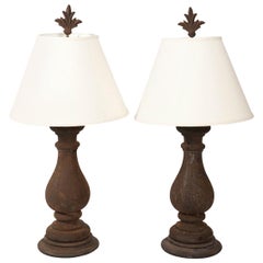 Pair of Composite Stone Baluster Table Lamps with Lichen For Sale at ...