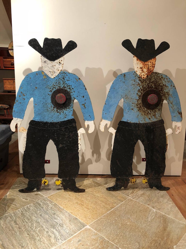 Pair of Cast-Iron Cowboy Shooting Gallery Targets For Sale at 1stDibs