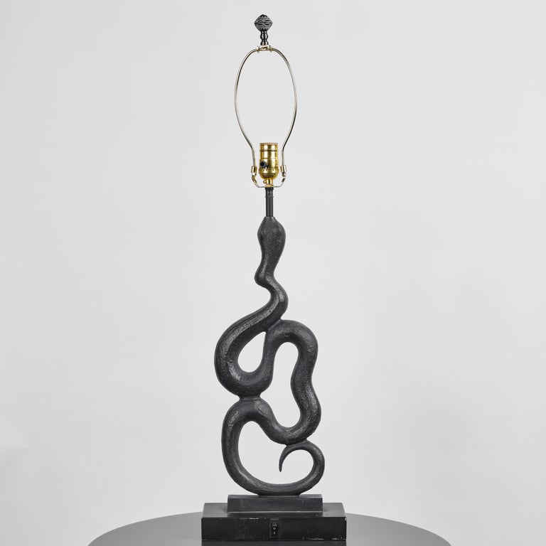 Pair of Cast Metal Serpent Lamps, France, 1970's For Sale at 1stDibs