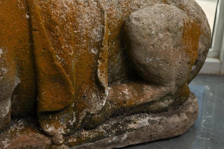 Pair of Cast Stone Egyptian Revival Sphinx Figures at 1stDibs
