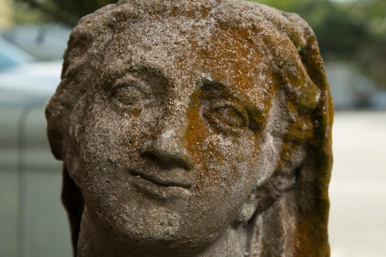 Pair of Cast Stone Egyptian Revival Sphinx Figures at 1stDibs