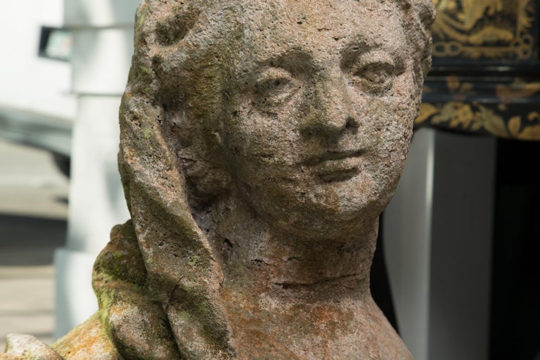 Pair of Cast Stone Egyptian Revival Sphinx Figures at 1stDibs