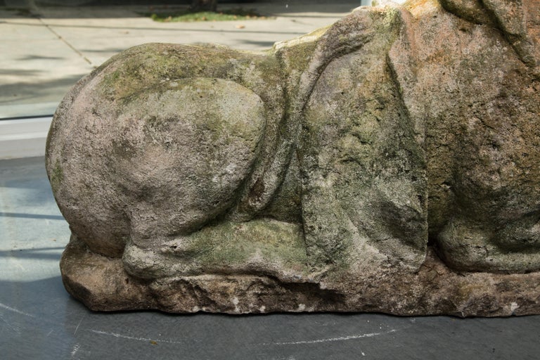 Pair of Cast Stone Egyptian Revival Sphinx Figures at 1stDibs