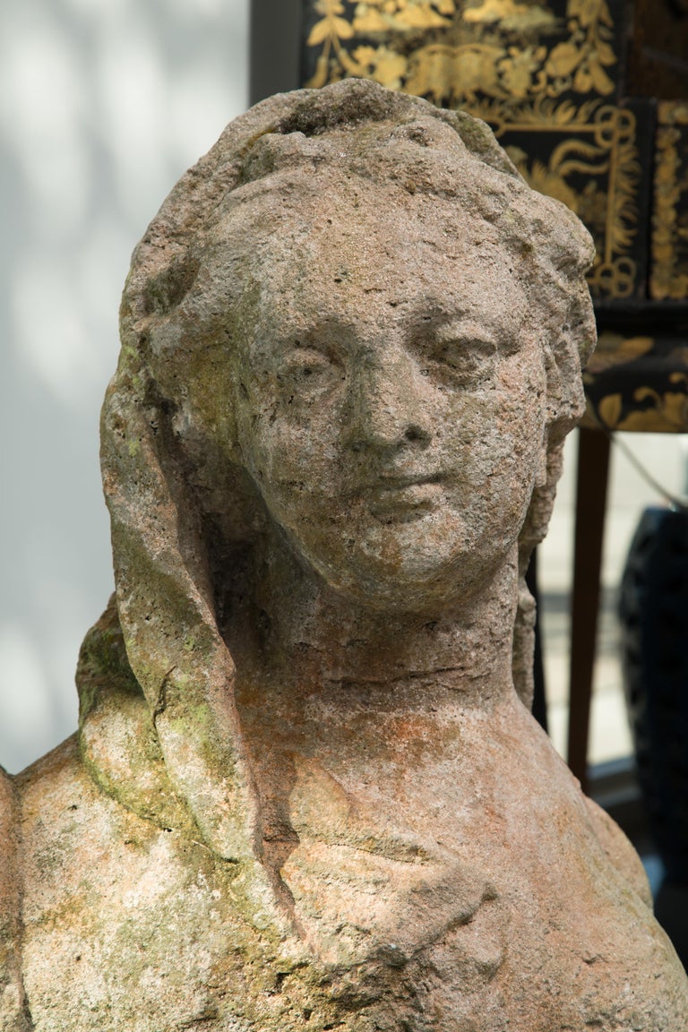 Pair of Cast Stone Egyptian Revival Sphinx Figures at 1stDibs