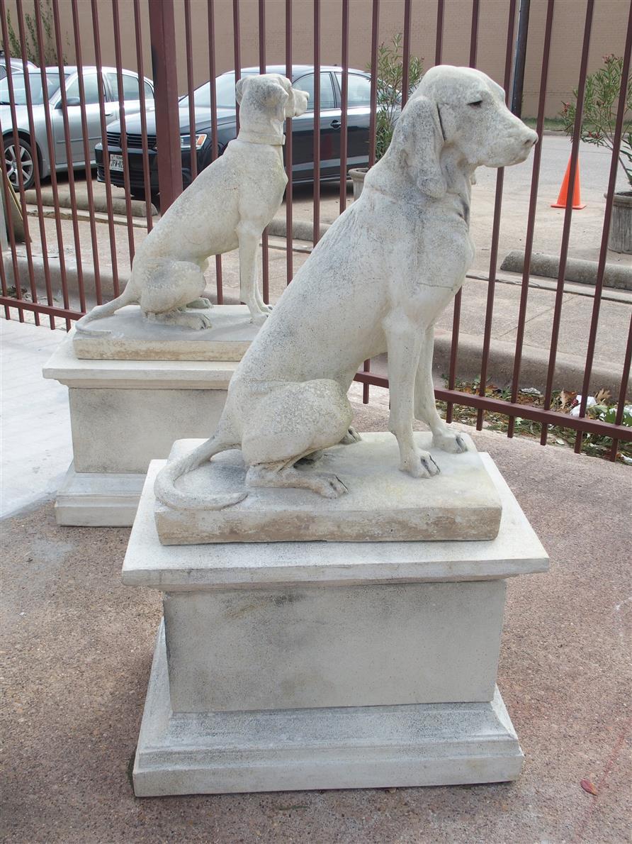 Pair of Cast Stone European Pointers on Pedestals after Jacquemart ...