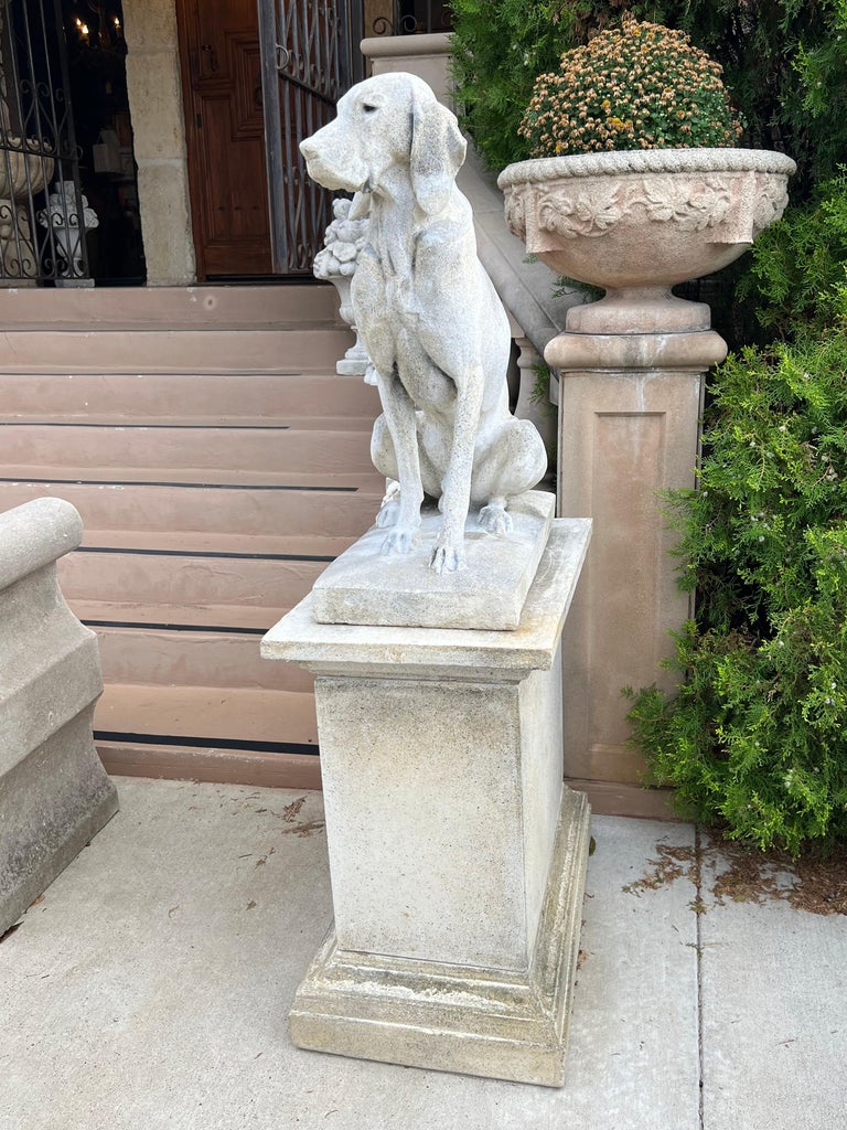 Pair of Cast Stone European Pointers on Pedestals after Jacquemart ...