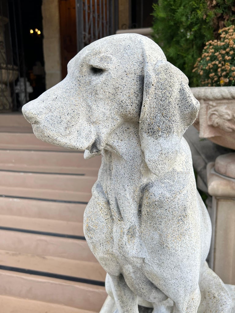 Pair of Cast Stone European Pointers on Pedestals after Jacquemart ...
