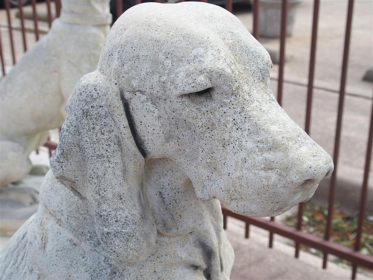 Pair of Cast Stone European Pointers on Pedestals after Jacquemart ...