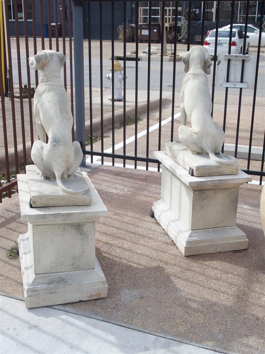 Pair of Cast Stone European Pointers on Pedestals after Jacquemart ...
