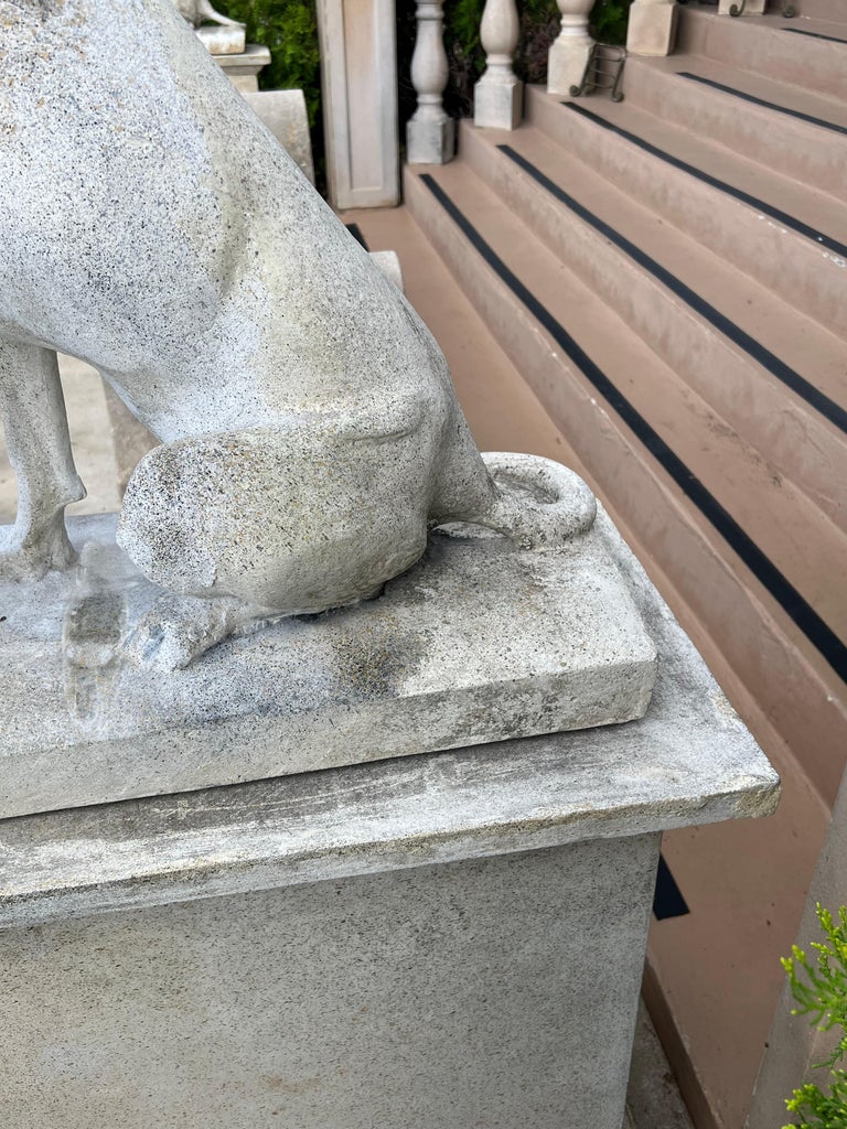 Pair of Cast Stone European Pointers on Pedestals after Jacquemart ...