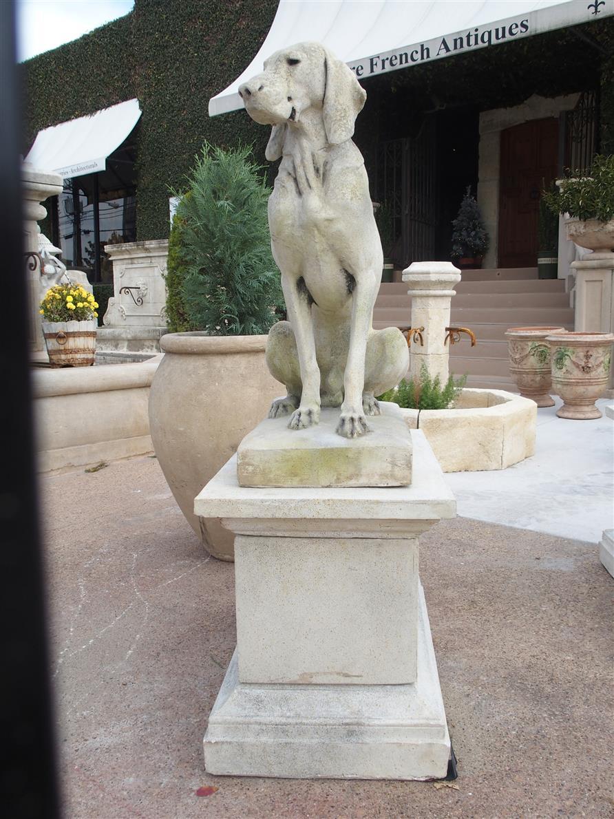 Pair of Cast Stone European Pointers on Pedestals after Jacquemart ...