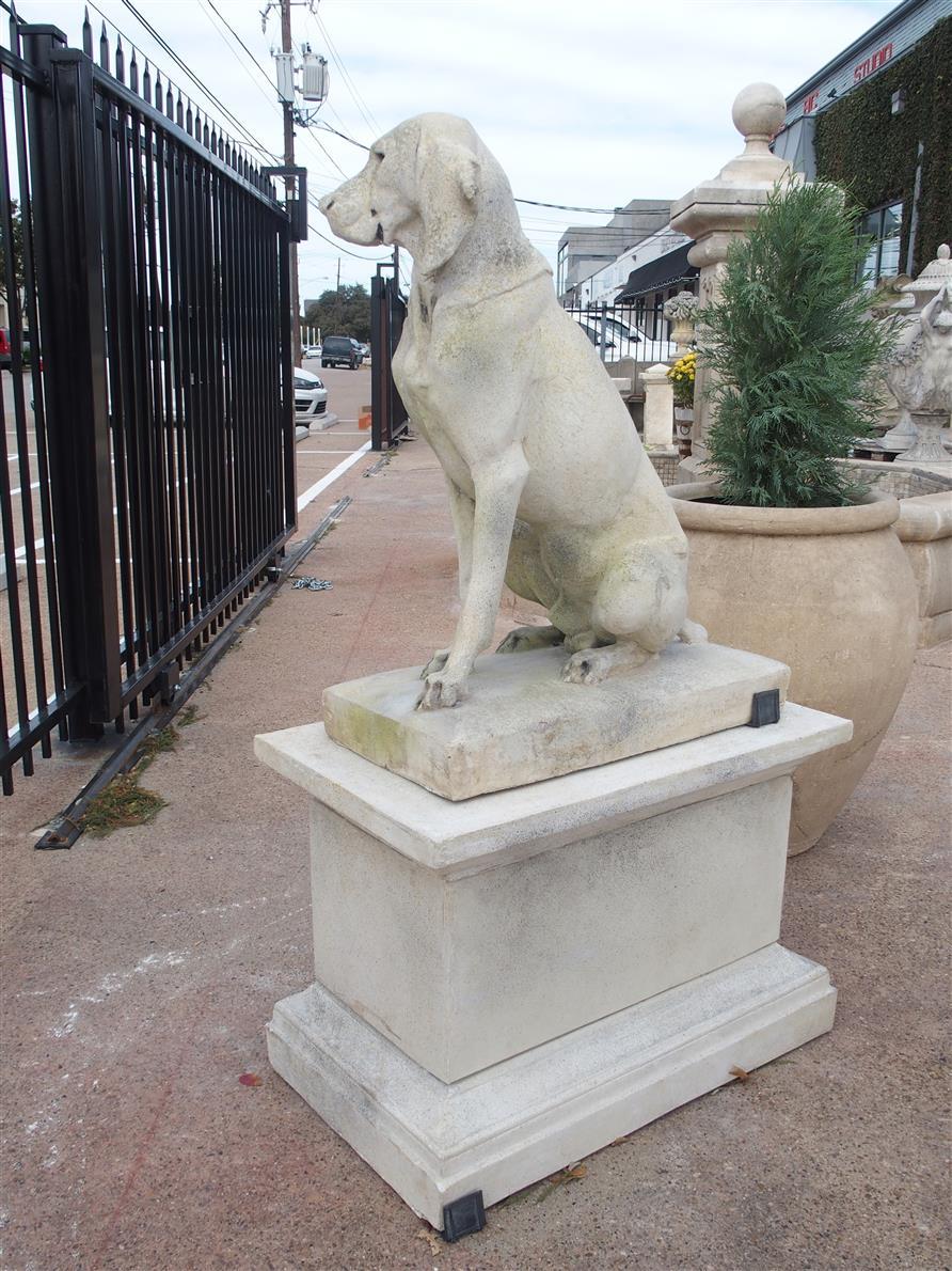 Pair of Cast Stone European Pointers on Pedestals after Jacquemart ...