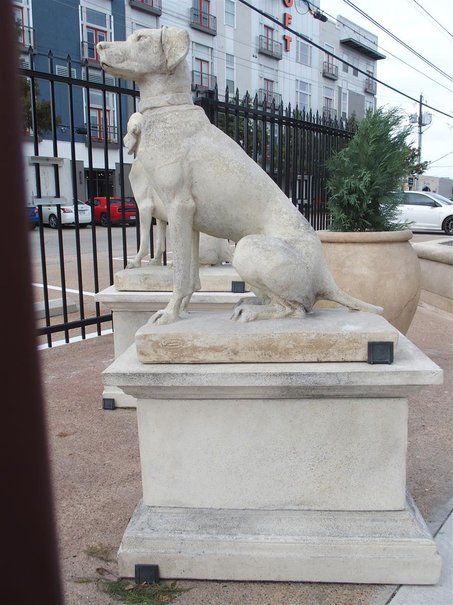 Pair of Cast Stone European Pointers on Pedestals after Jacquemart ...