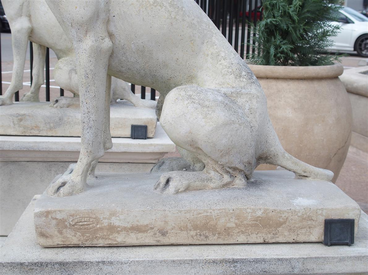 Pair of Cast Stone European Pointers on Pedestals after Jacquemart ...