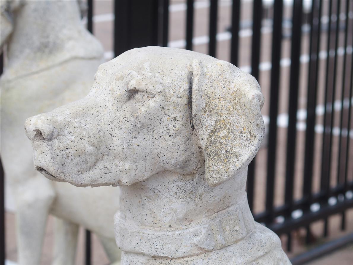 Pair of Cast Stone European Pointers on Pedestals after Jacquemart ...