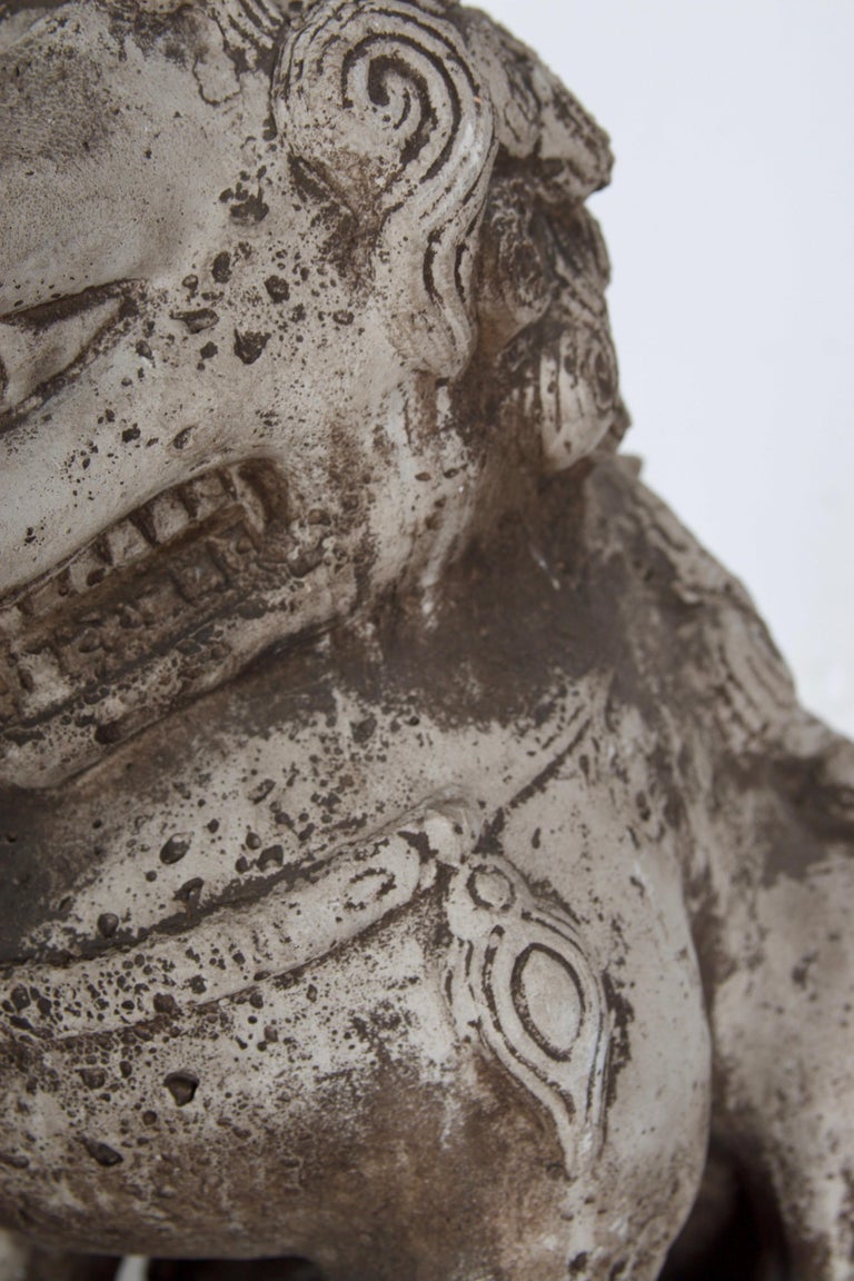 Pair of Cast Stone Foo Dogs, Firedogs For Sale at 1stDibs