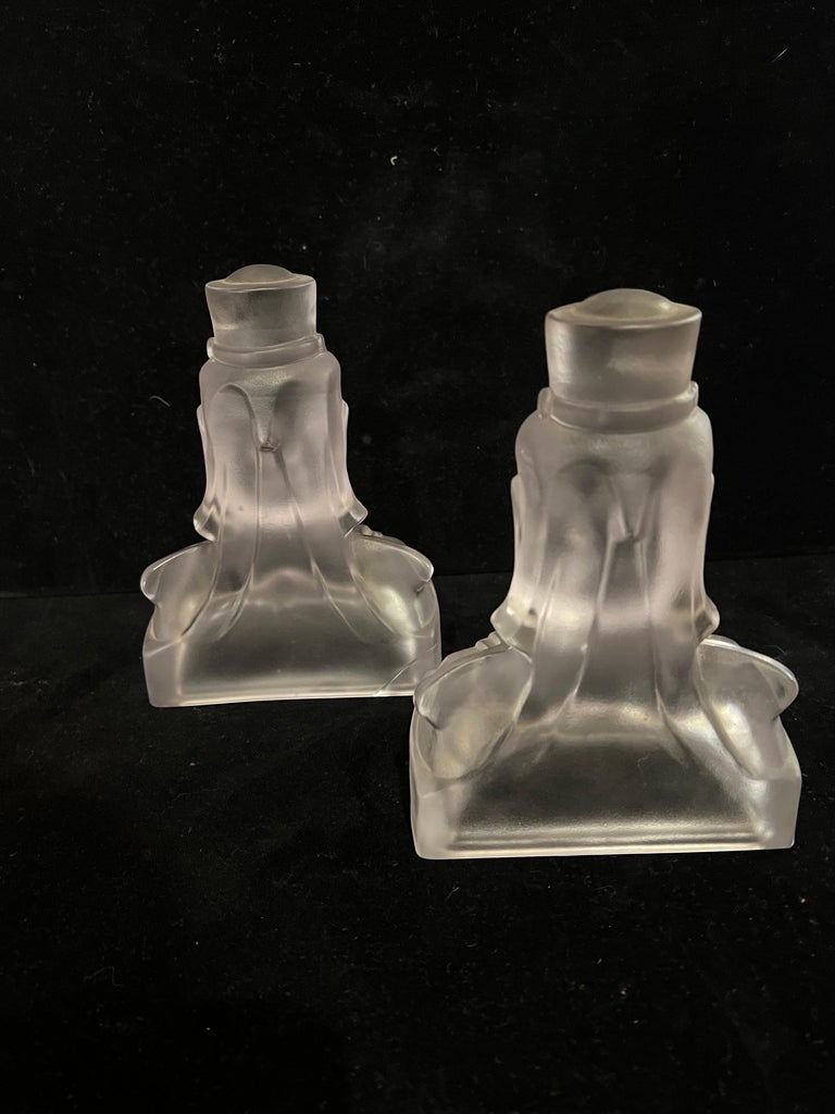 Pair of Cathay Frosted Lu Tung Imperial Glass Bookends For Sale at 1stDibs