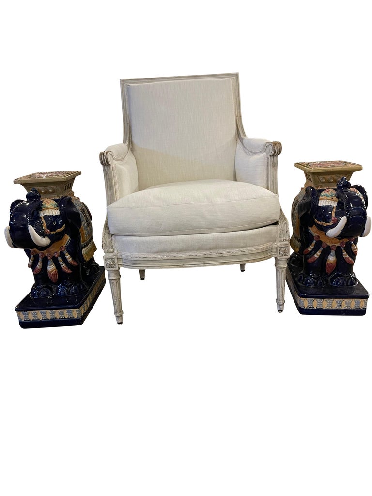 Pair of Ceramic Asian Cobalt Blue Elephant Garden Stools For Sale at ...