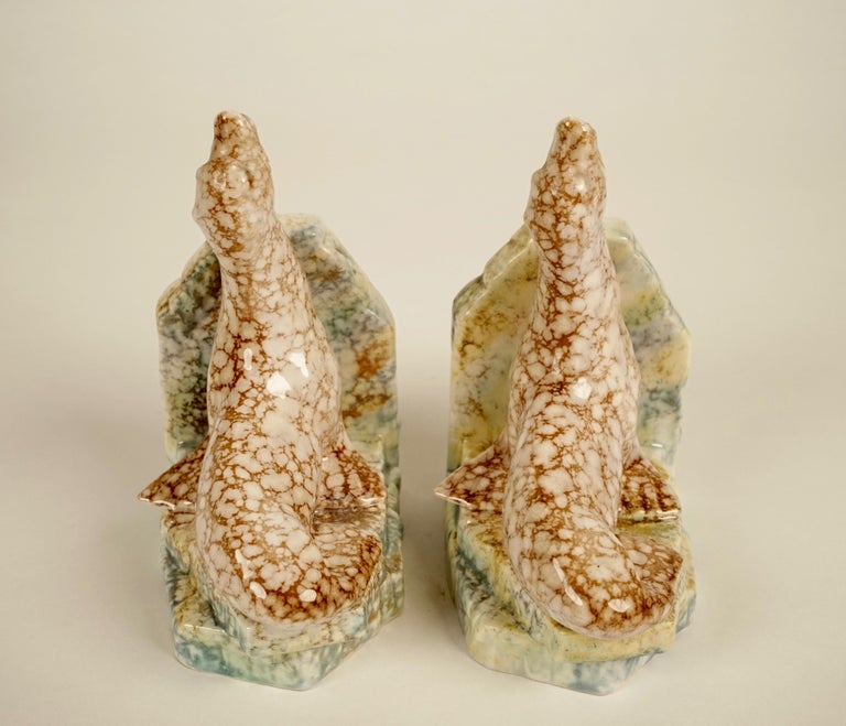 Pair of Ceramic Bookends with Seals, from 1930s, in Cabana Style For ...
