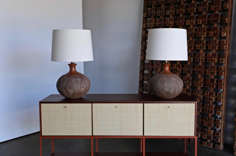 Pair of Ceramic Earthgender Lamps by David Cressey and Robert Maxwell ...