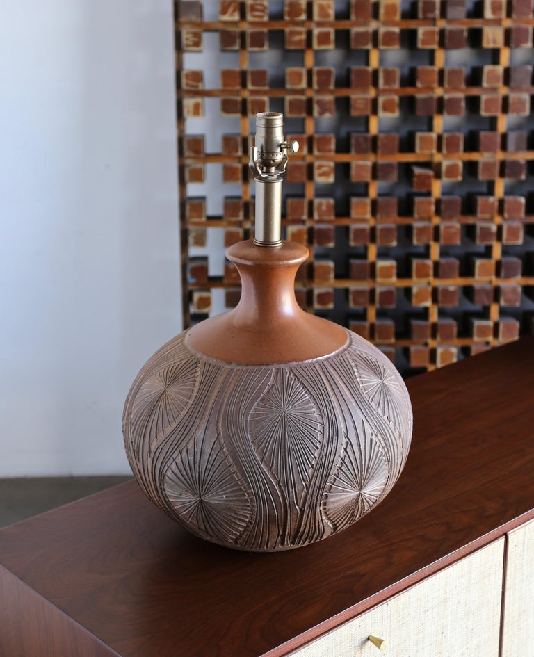 Pair of Ceramic Earthgender Lamps by David Cressey and Robert Maxwell ...