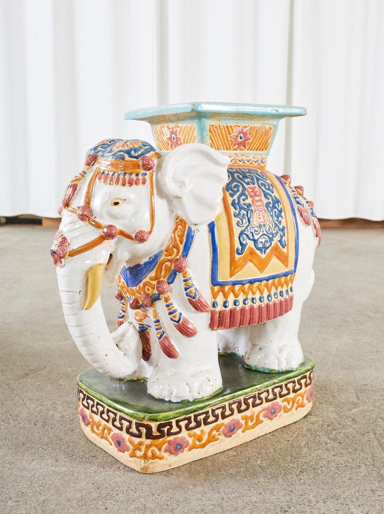 Pair of Ceramic Elephant Garden Stool Drinks Tables at 1stDibs ...