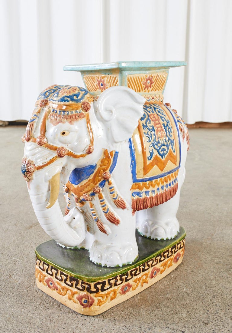 Pair of Ceramic Elephant Garden Stool Drinks Tables at 1stDibs ...