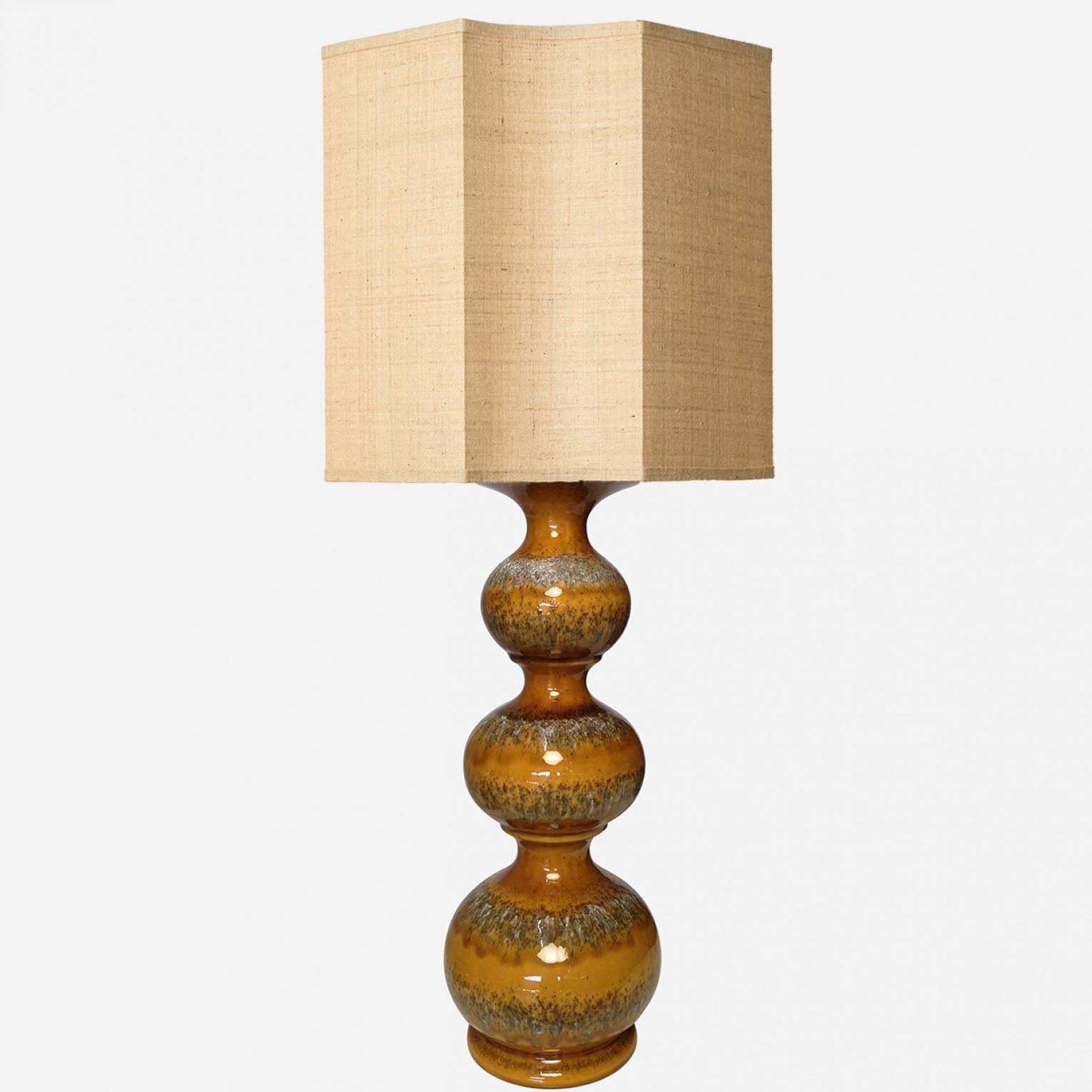 Pair of Ceramic Floor lamps with New Hexagonal Lampshade by Rene Houben ...