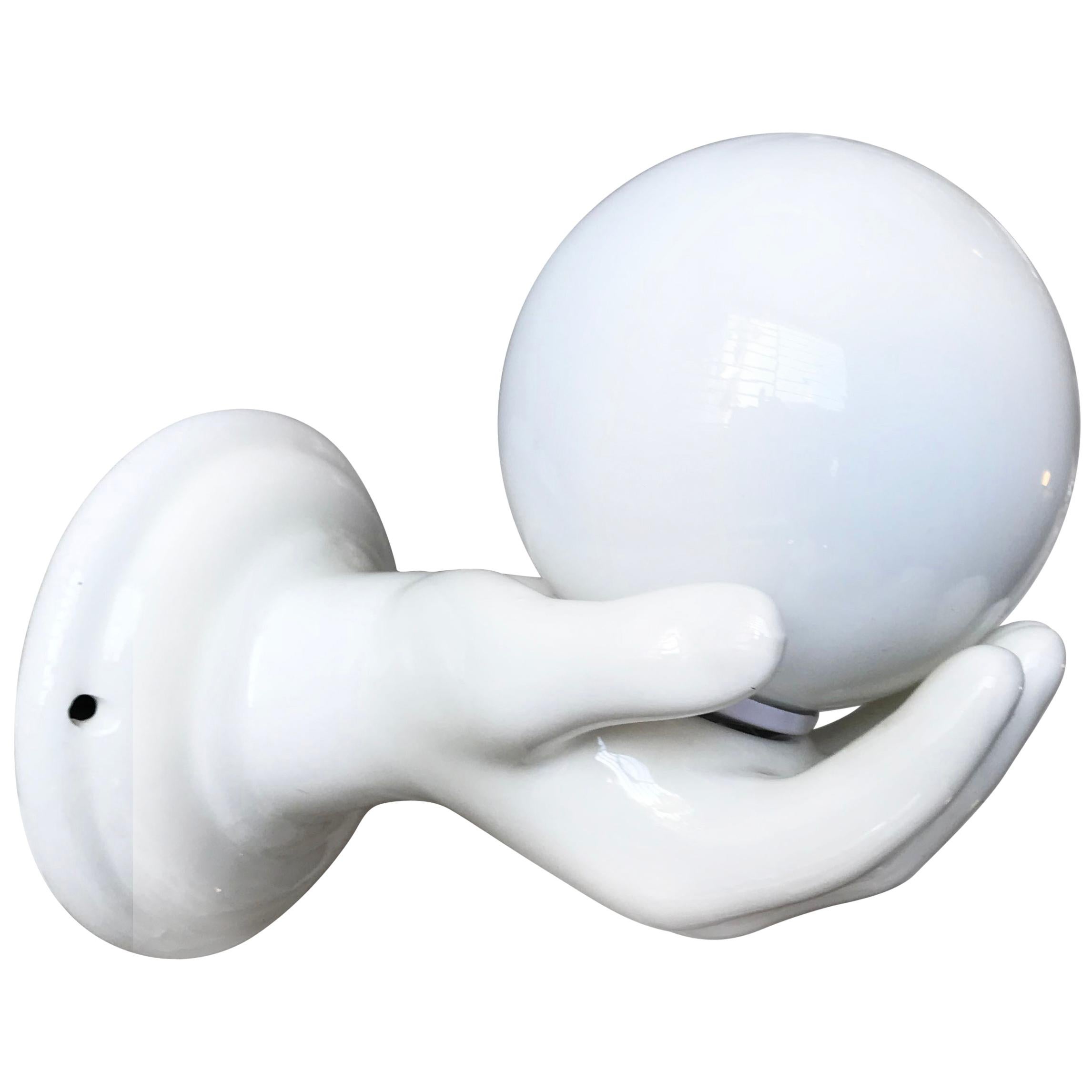 Pair of Ceramic French Hand Sconces For Sale at 1stDibs