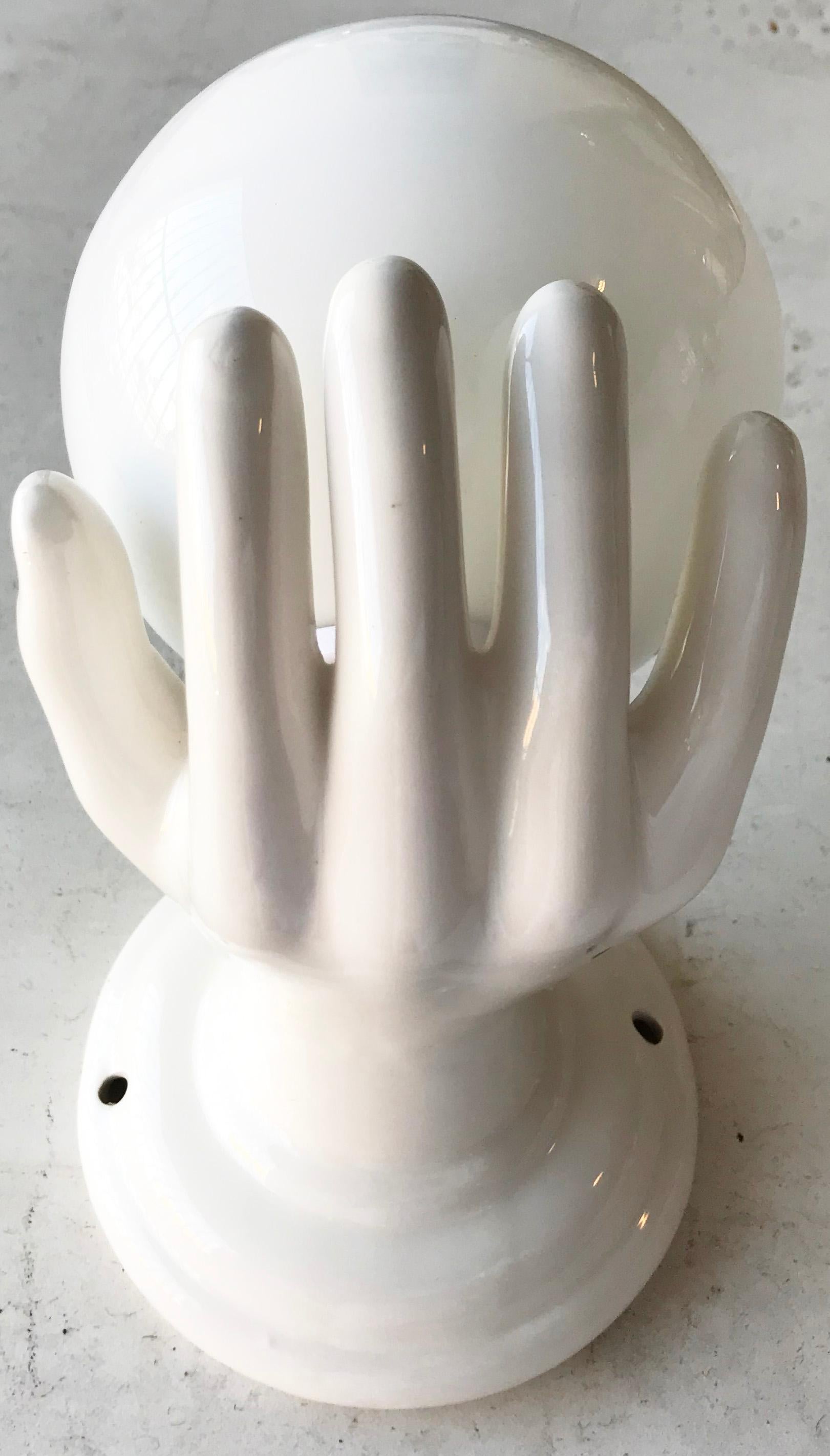 Pair of Ceramic French Hand Sconces For Sale at 1stDibs