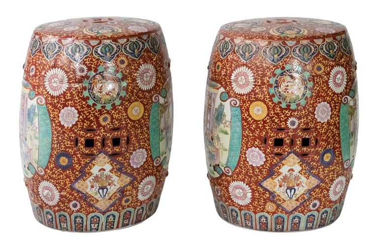 Pair of Ceramic Hand Painted Chinese Garden Stools at 1stDibs | chinese ...